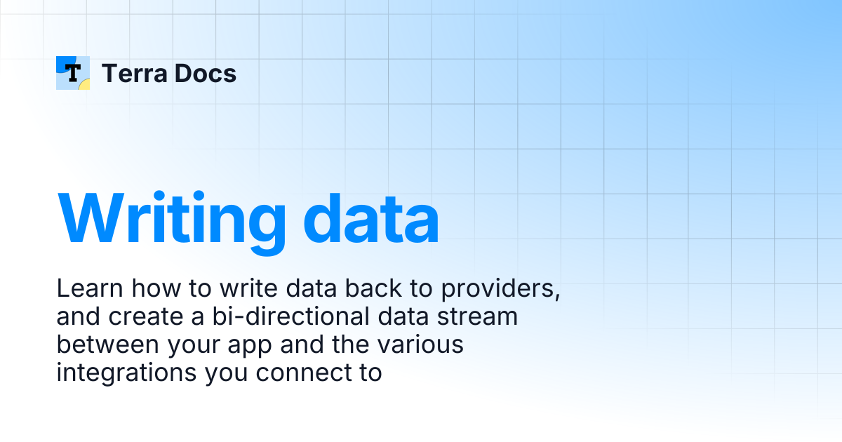 Writing data | Terra Docs